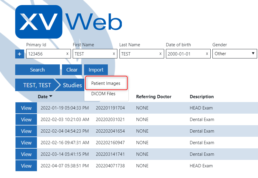 Importing Images - XVWeb – Apteryx